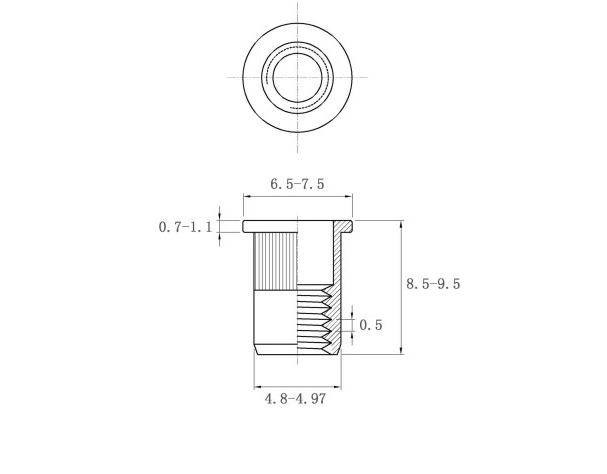 Flat head round body rivet nut with carbon steel zincplated from China ...